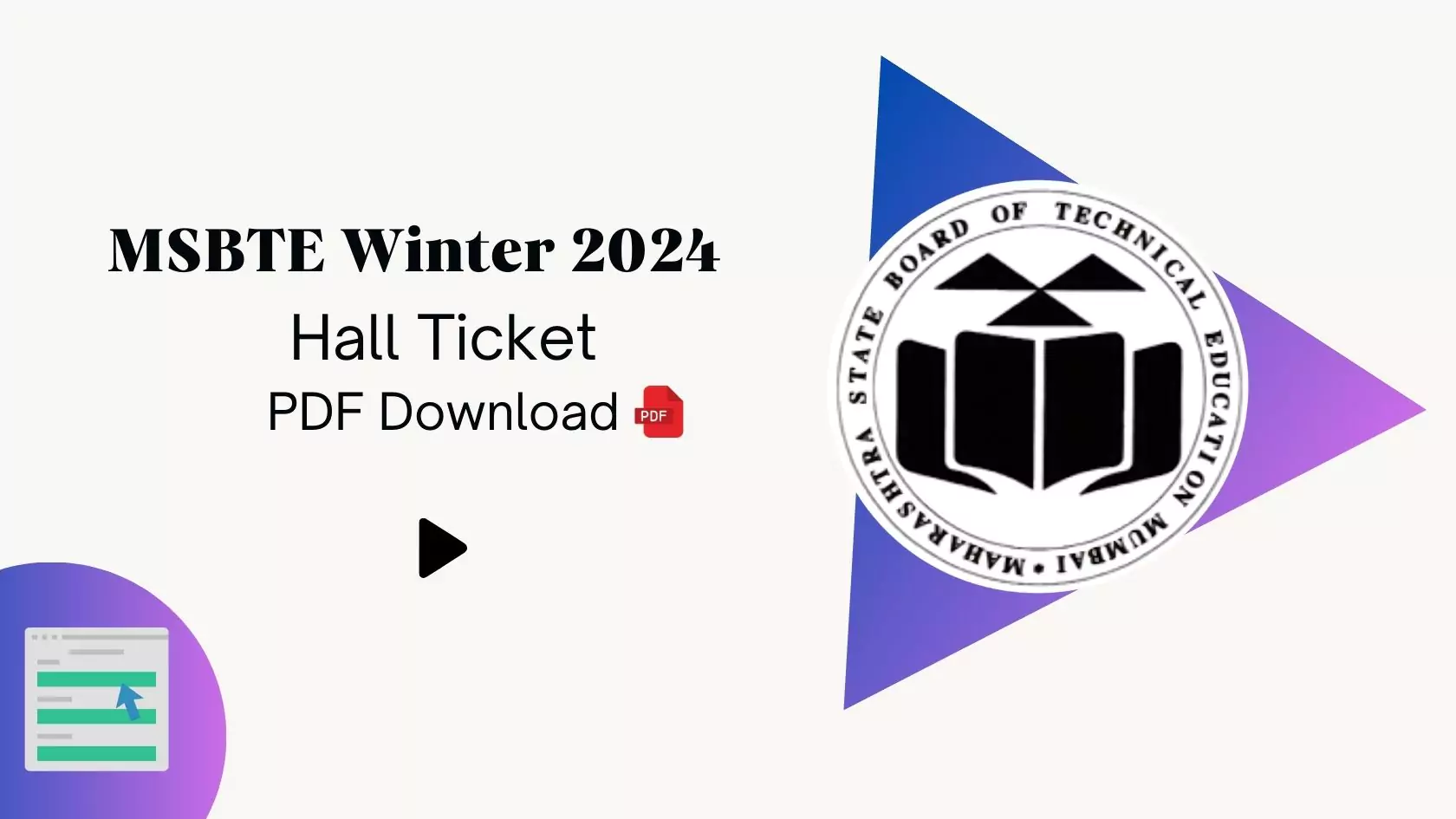 MSBTE Winter 2024 Exam Hall Ticket Download | MSBTE Updates