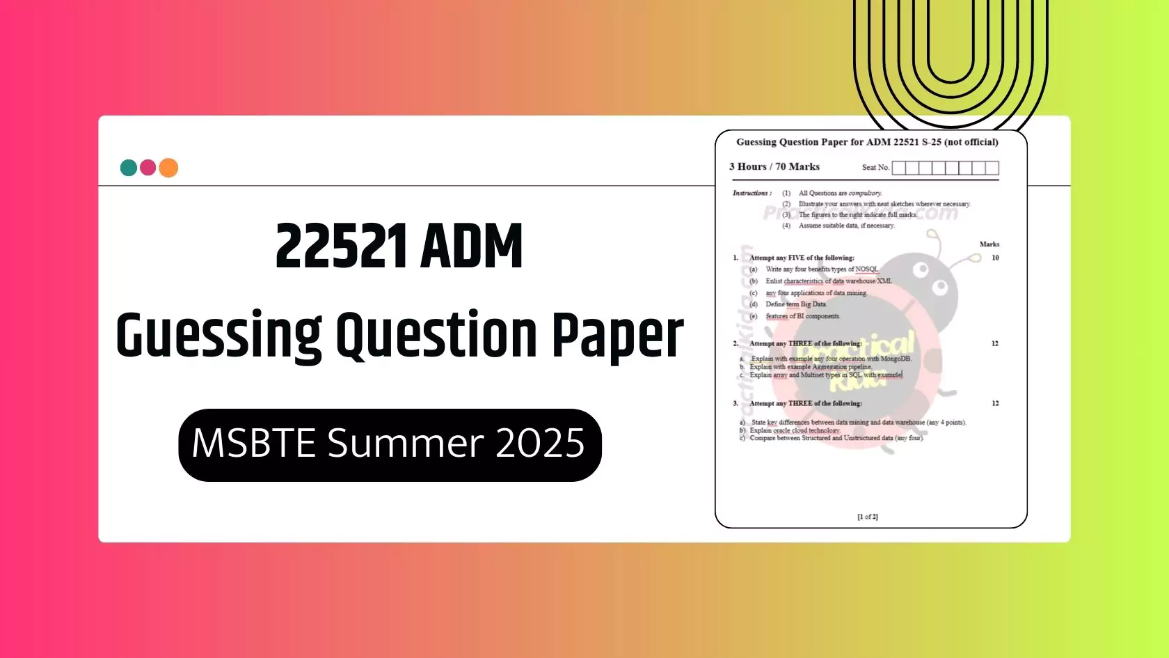 22521 ADM Guessing Paper for MSBTE Summer 2025 Exam | Computer 5th ...